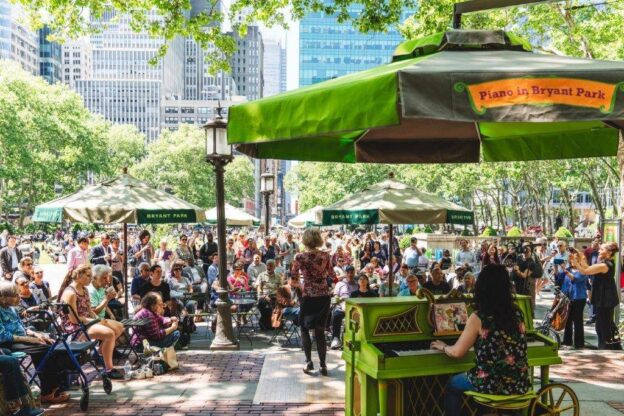Ramona S. Baker on the Fountain Terrace at Bryant Park – PIANYC